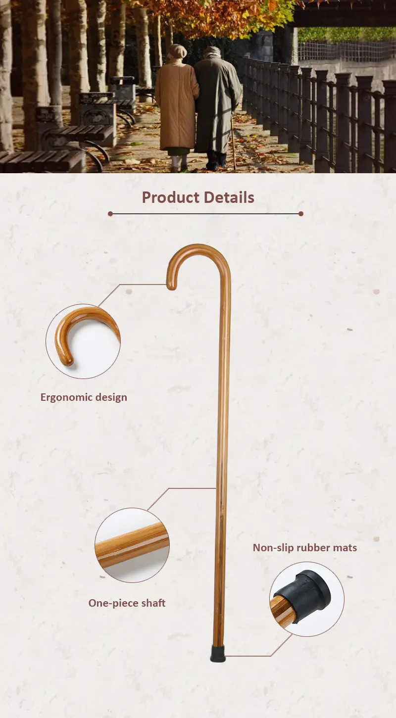 BS1309G-Solid Wood Walking Cane — yechi`s Site